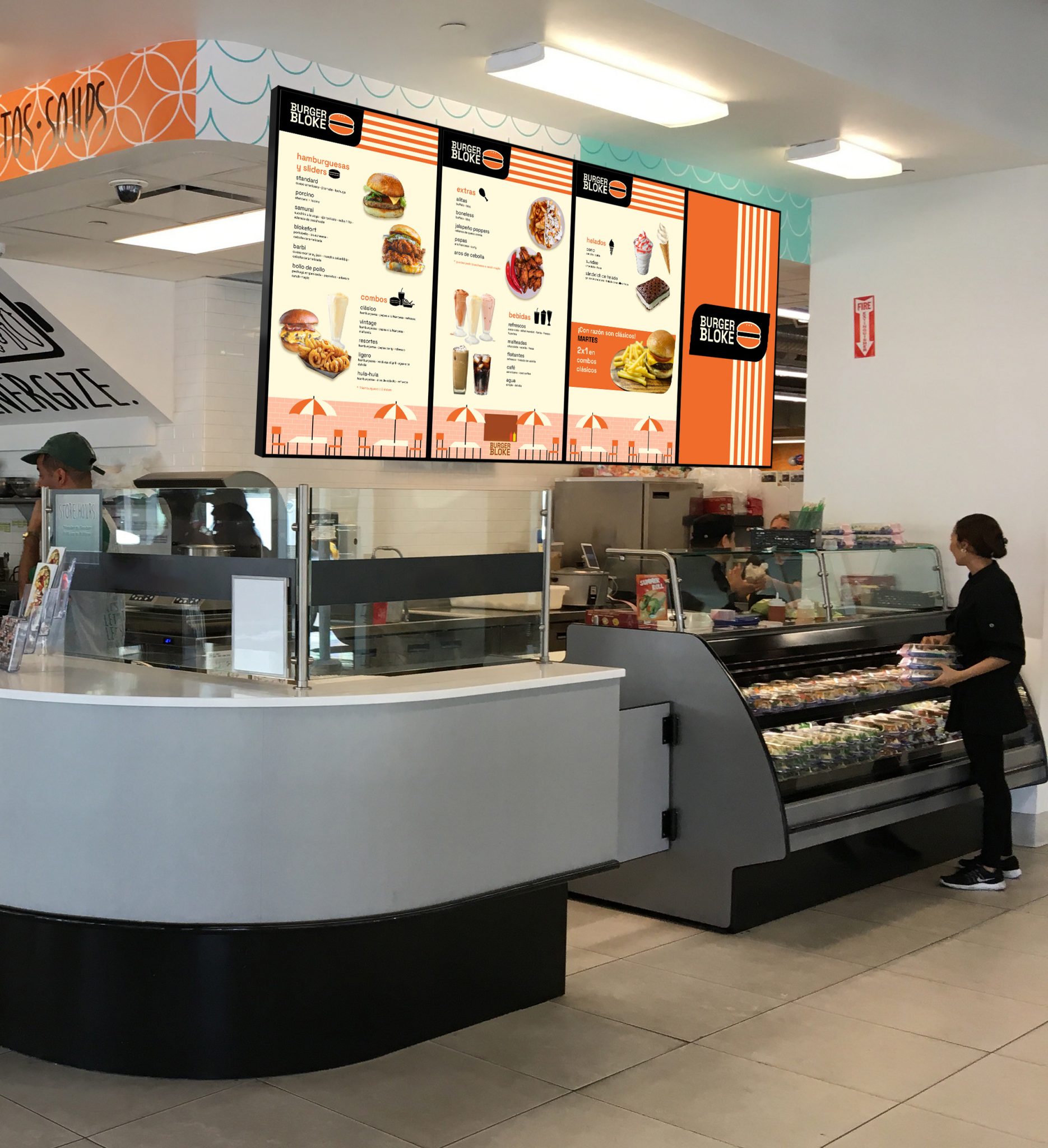 Menús digitales en restaurantes de comida rápida